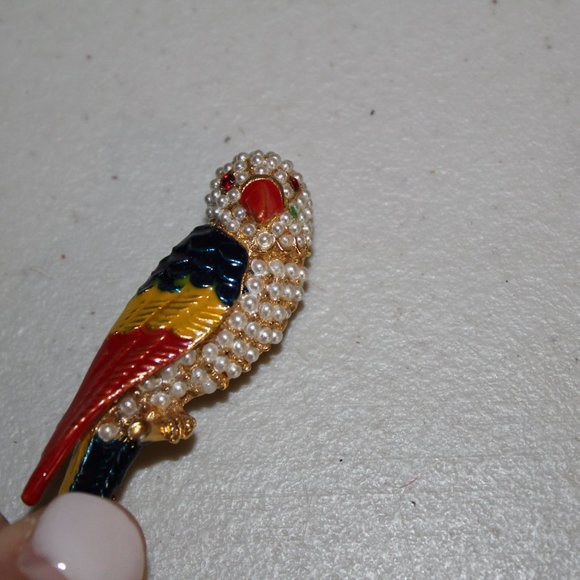 Jewelry | Vintage Canary Pin Brooch Faux Pearl Enamel | Poshmark